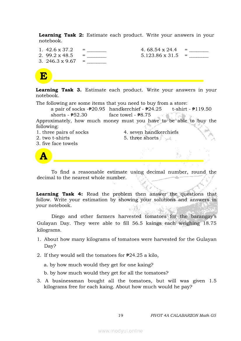 Math 5 Second Quarter Module PIVOT Grade 5 Modules